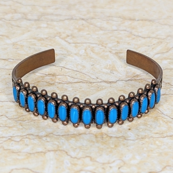 Wheeler | Jewelry | Vintage Copper Faux Turquoise Cuff Bracelet Boho ...